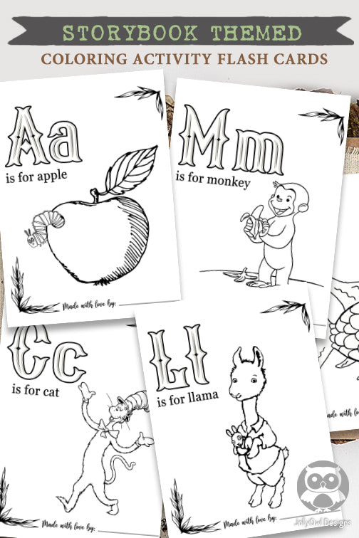 ABC Alphabet Banner Flashcards | Storybook Book Themed-Coloring Cards ...