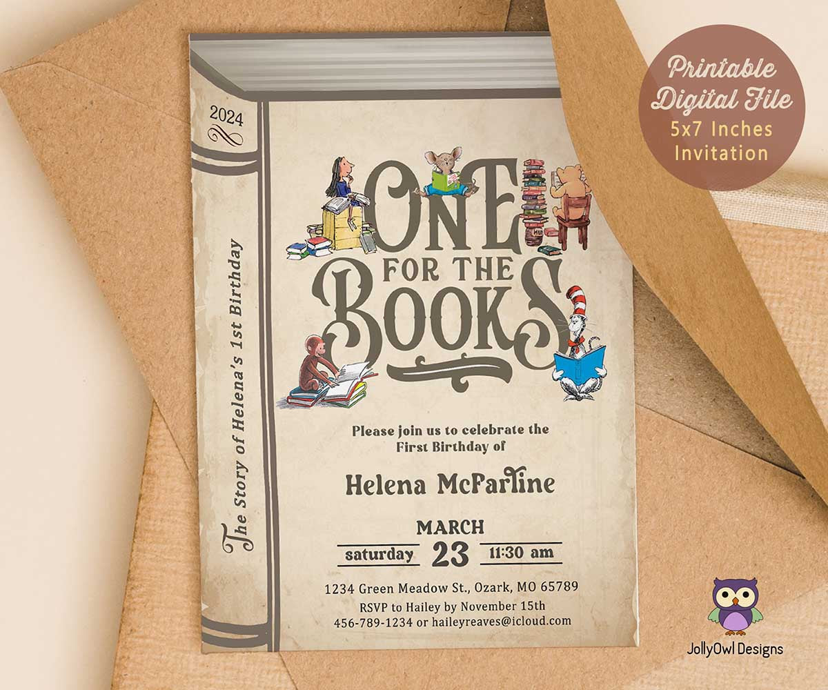 Story Book Themed Birthday Party Invitation - One For The Books – Jolly ...