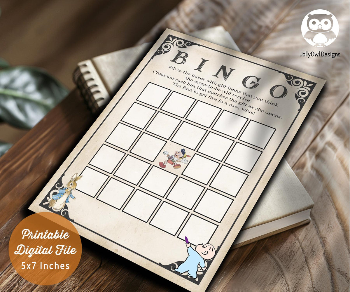 Storybook Book Themed Baby Shower - BINGO Game – Jolly Owl Designs