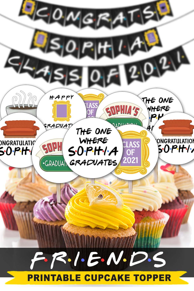 Friends TV Party Cupcake Toppers - Personalized Graduation Party ...