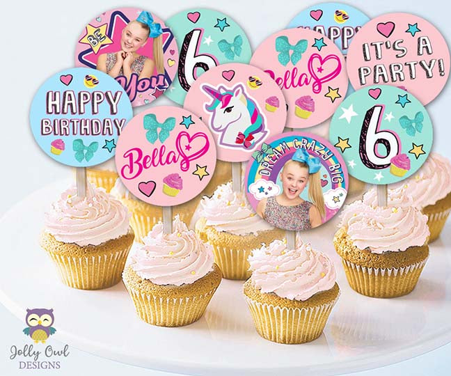 Jojo Siwa Cupcake Toppers | Personalized Birthday Party Circles – Jolly ...