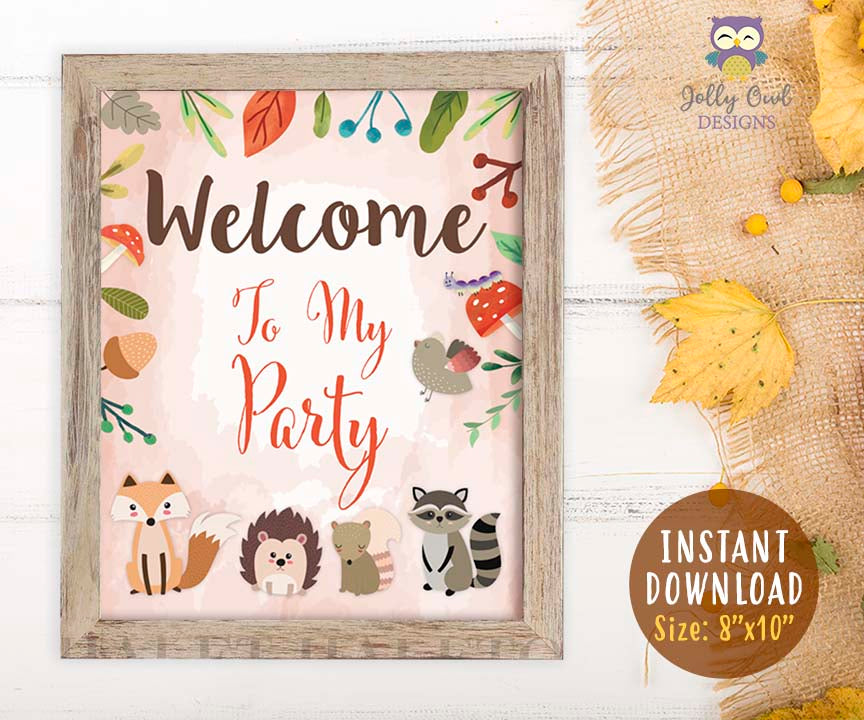 Woodland Themed Party Welcome Sign – Jolly Owl Designs