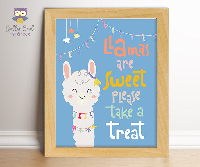 Llama Birthday Party Signs - Sweet Treats Printable Sign – Jolly Owl ...