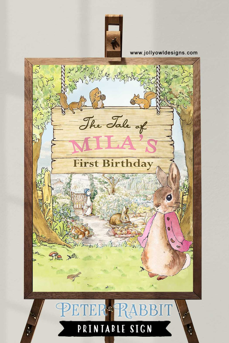 Peter Rabbit Themed Birthday Party Welcome Poster Sign - Printable ...