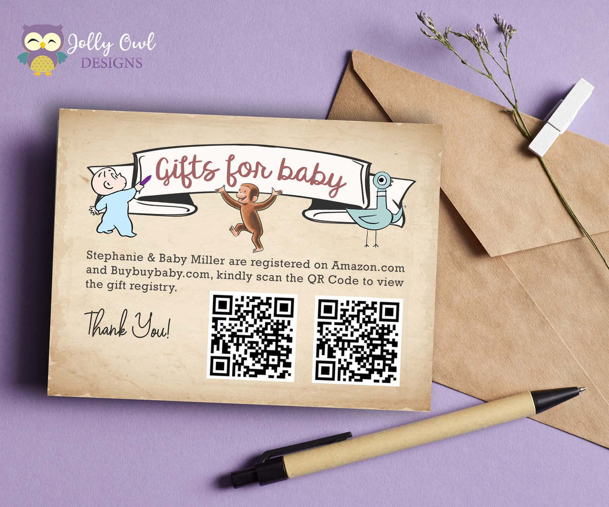 Storybook Themed Baby Shower Registry Card with QR Code – Jolly Owl Designs