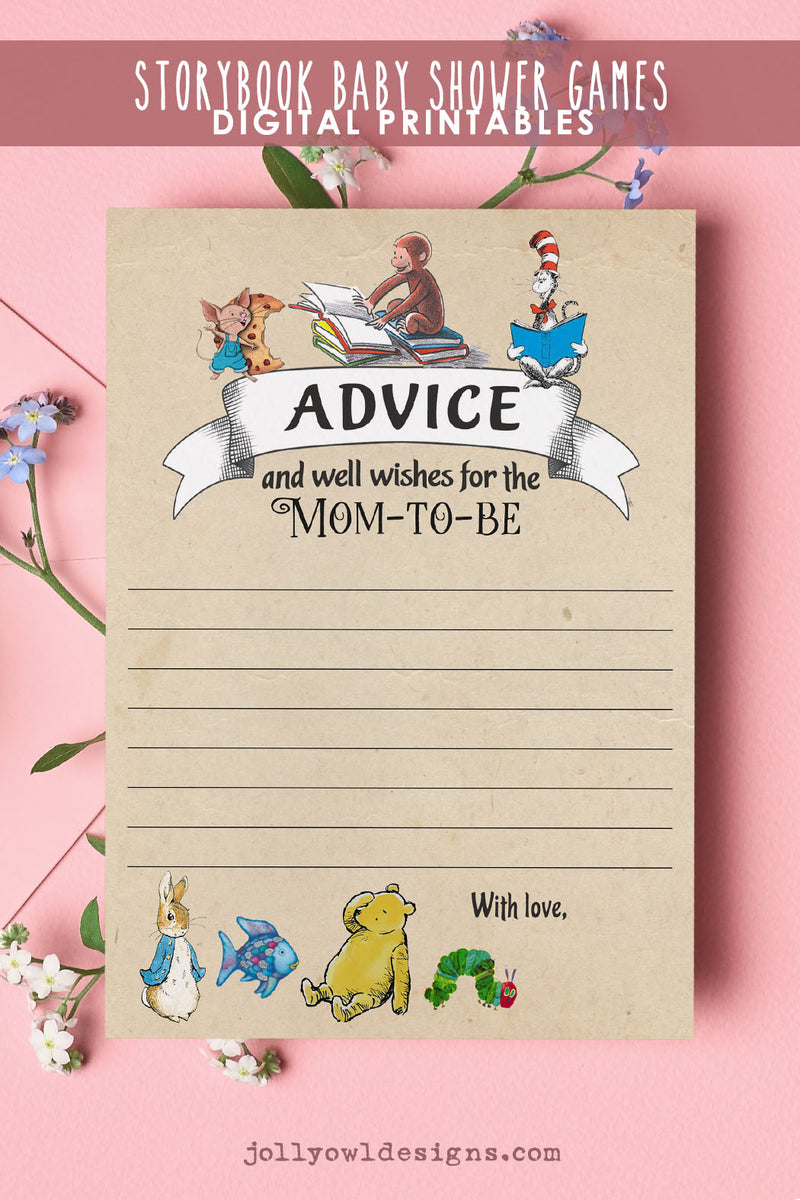 Story Book Themed Baby Shower - Advice for the Mom To Be – Jolly Owl ...