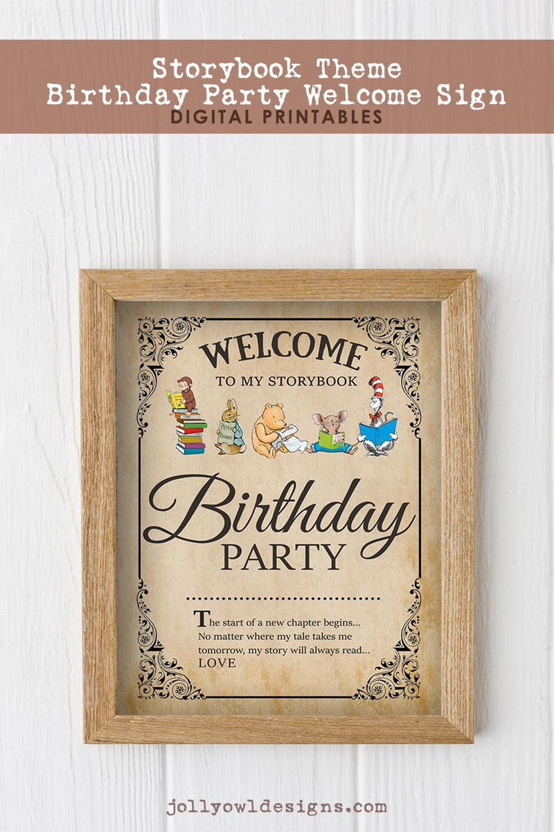 Storybook or Book Themed Welcome Sign for Birthday Party – Jolly Owl ...