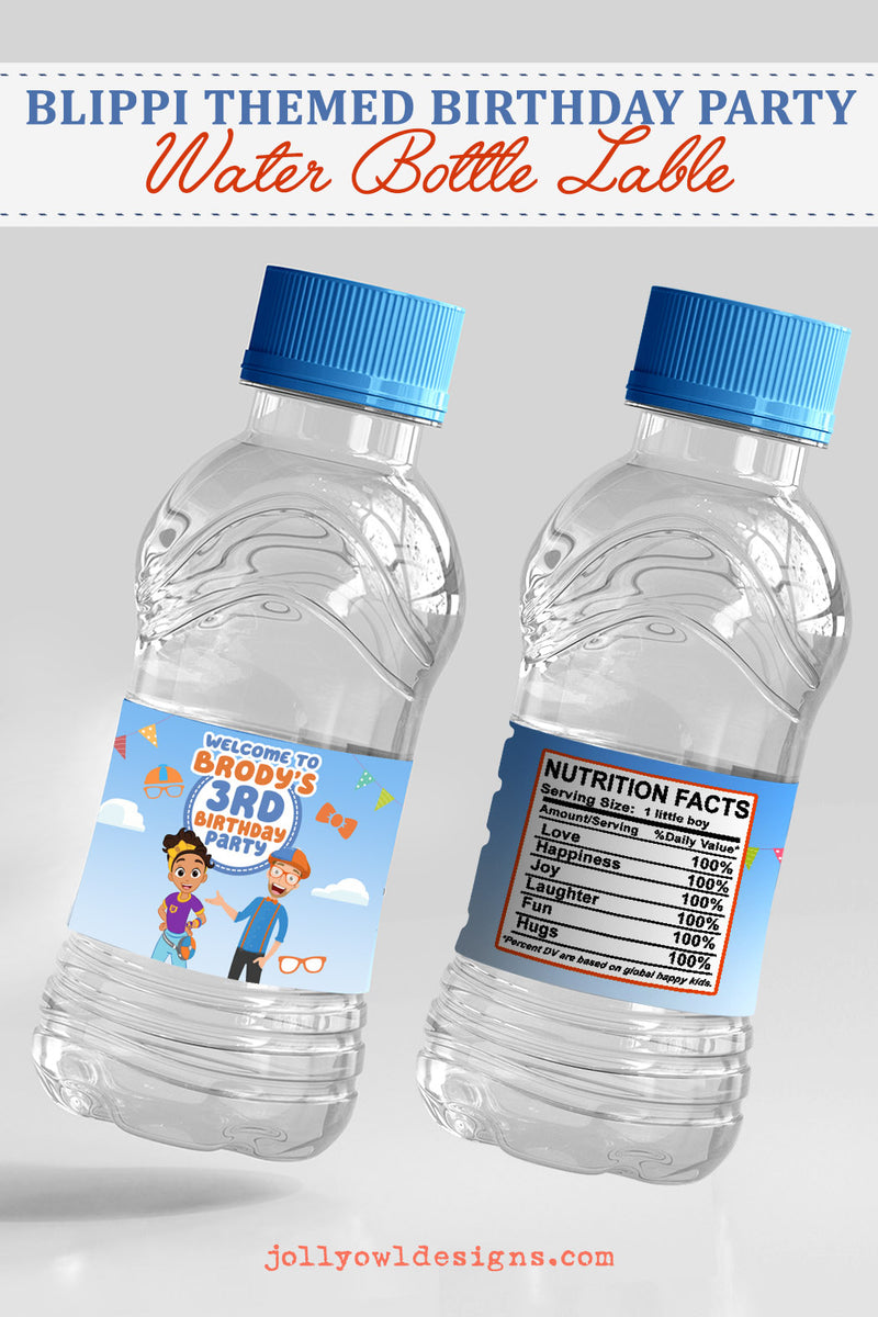 Blippi Themed Water Bottle Label for Birthday Party - Printable Digita ...