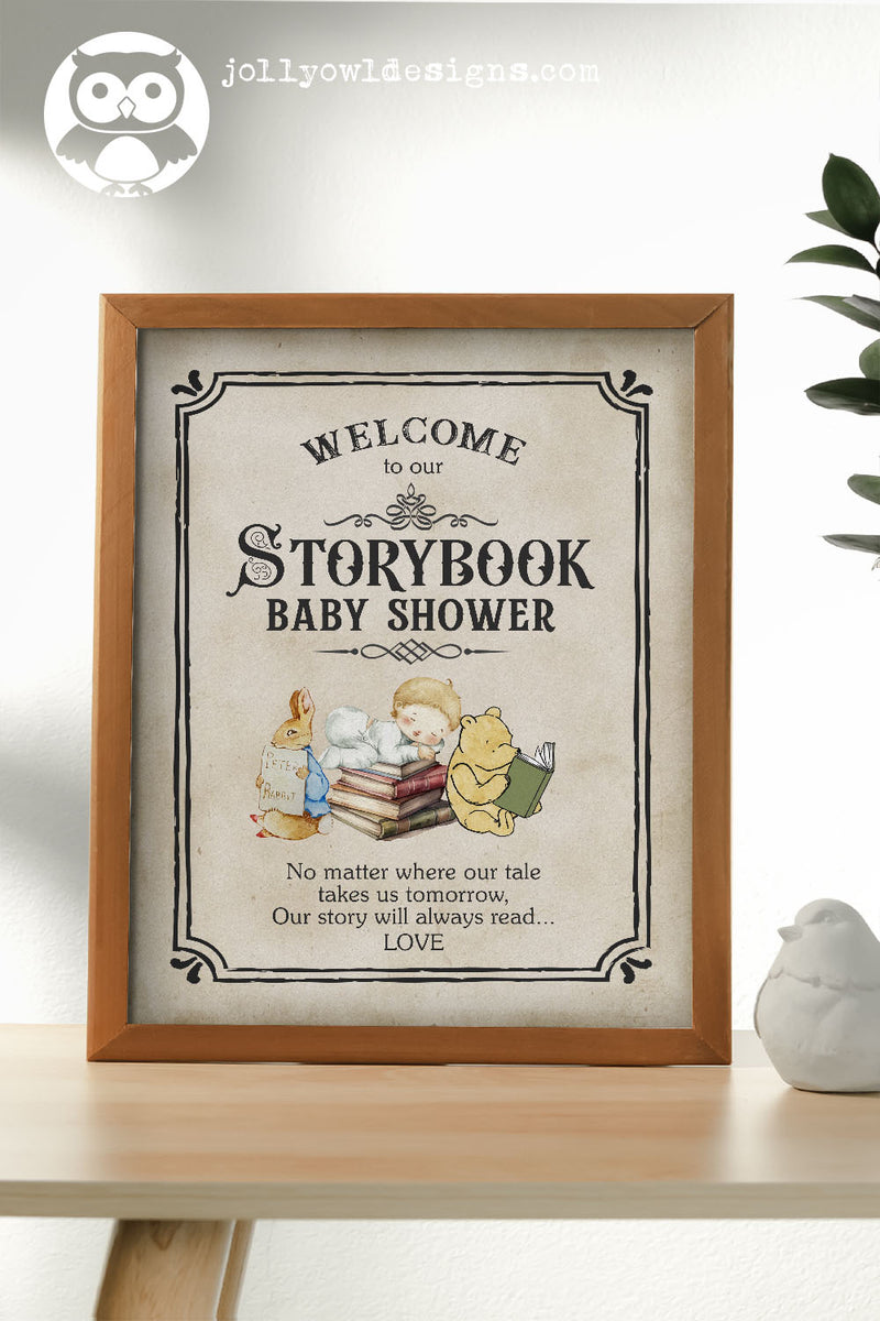 Classic Storybook Themed Baby Shower Welcome Sign – Jolly Owl Designs