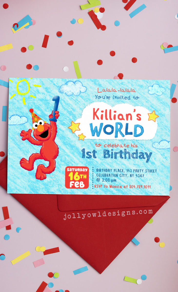 Elmo's World Birthday Party Invitation Card - Digital File – Jolly Owl ...