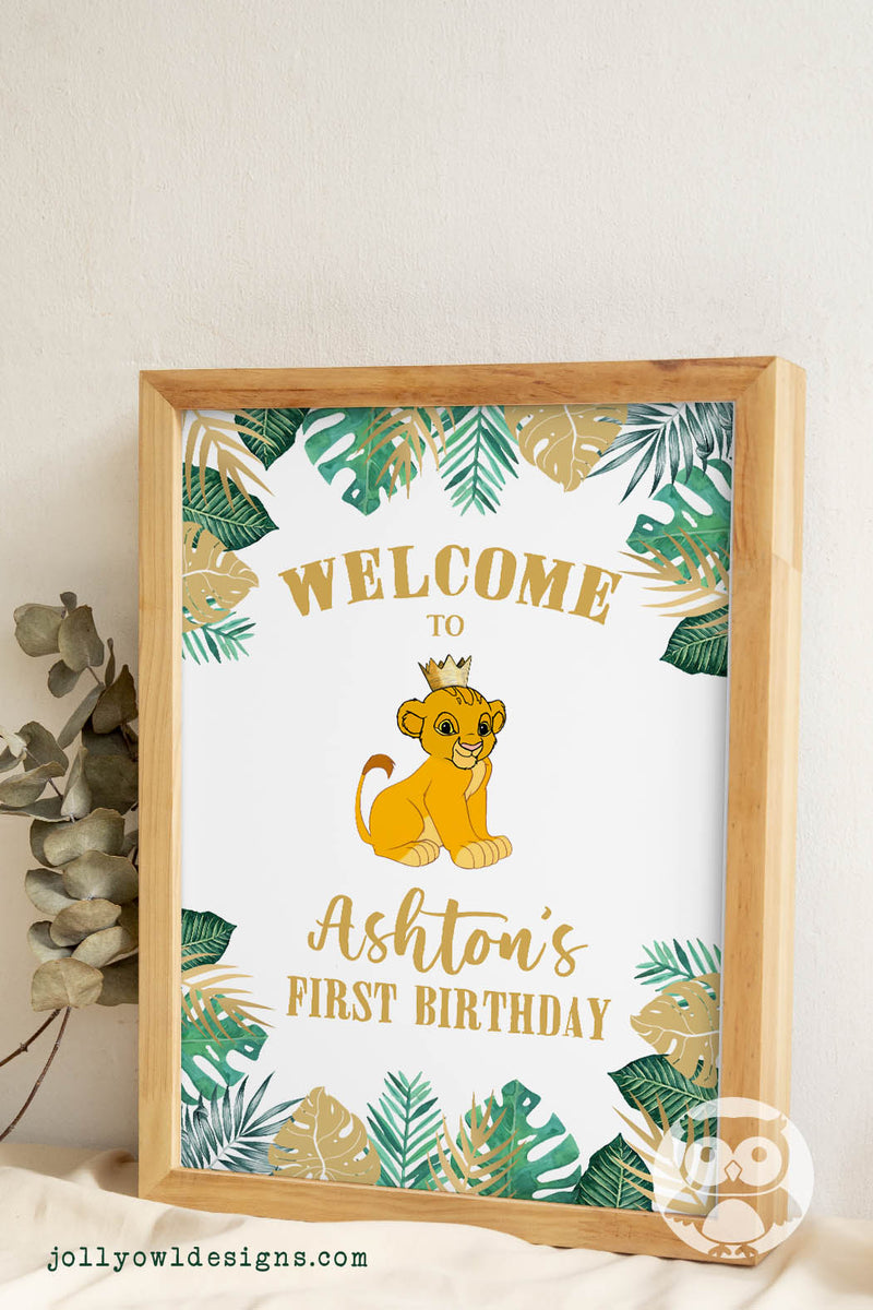The Lion King Birthday Party Sign - Personalized Welcome Sign – Jolly ...