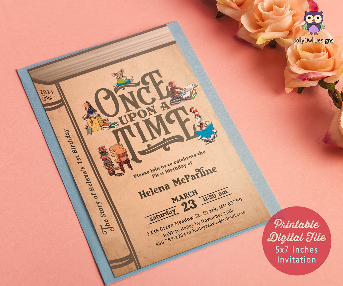 Story Book Themed Birthday Party Invitation - Once Upon A Time – Jolly ...