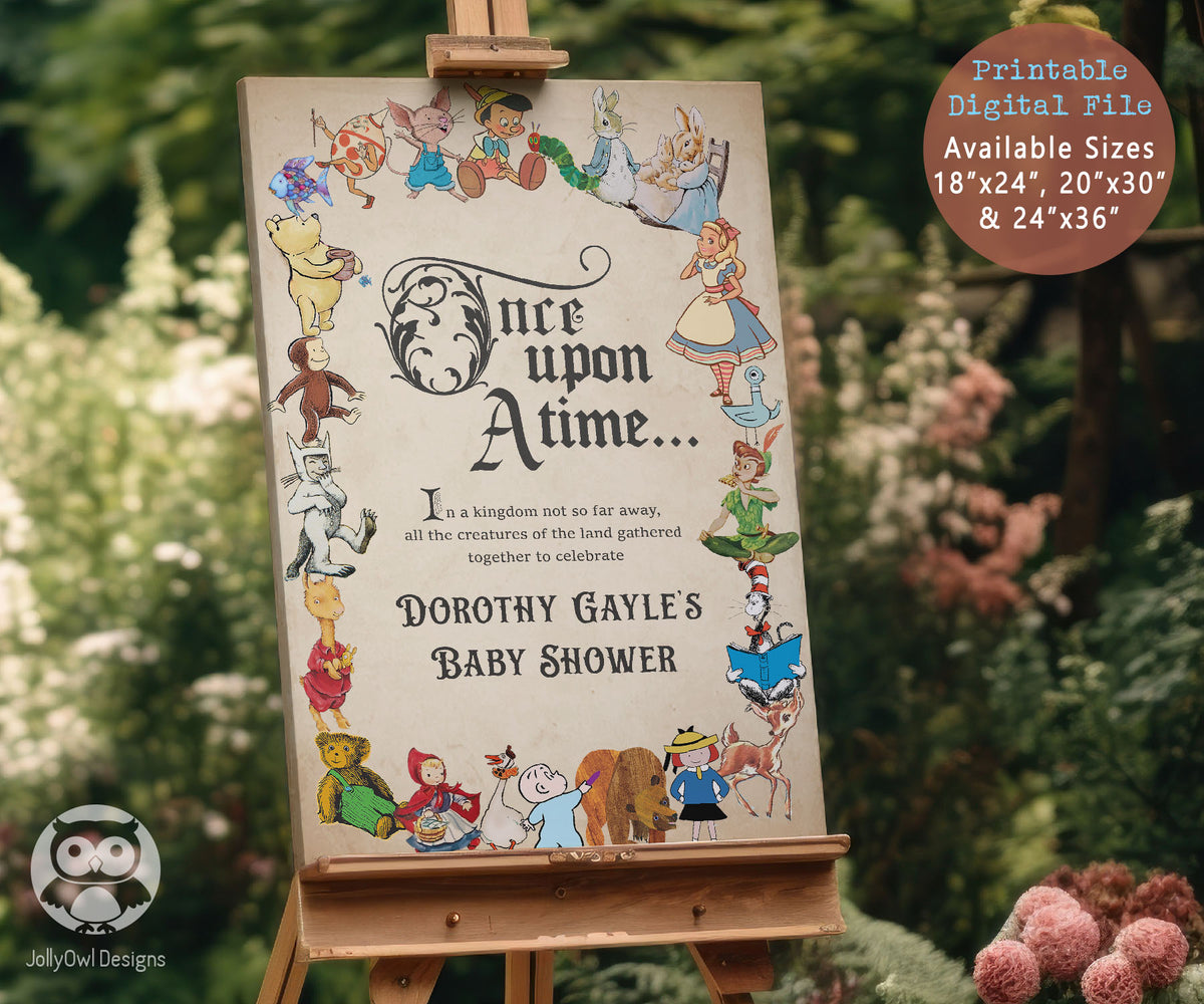 Classic Storybook Baby Shower Welcome Sign - Once Upon A Time – Jolly ...