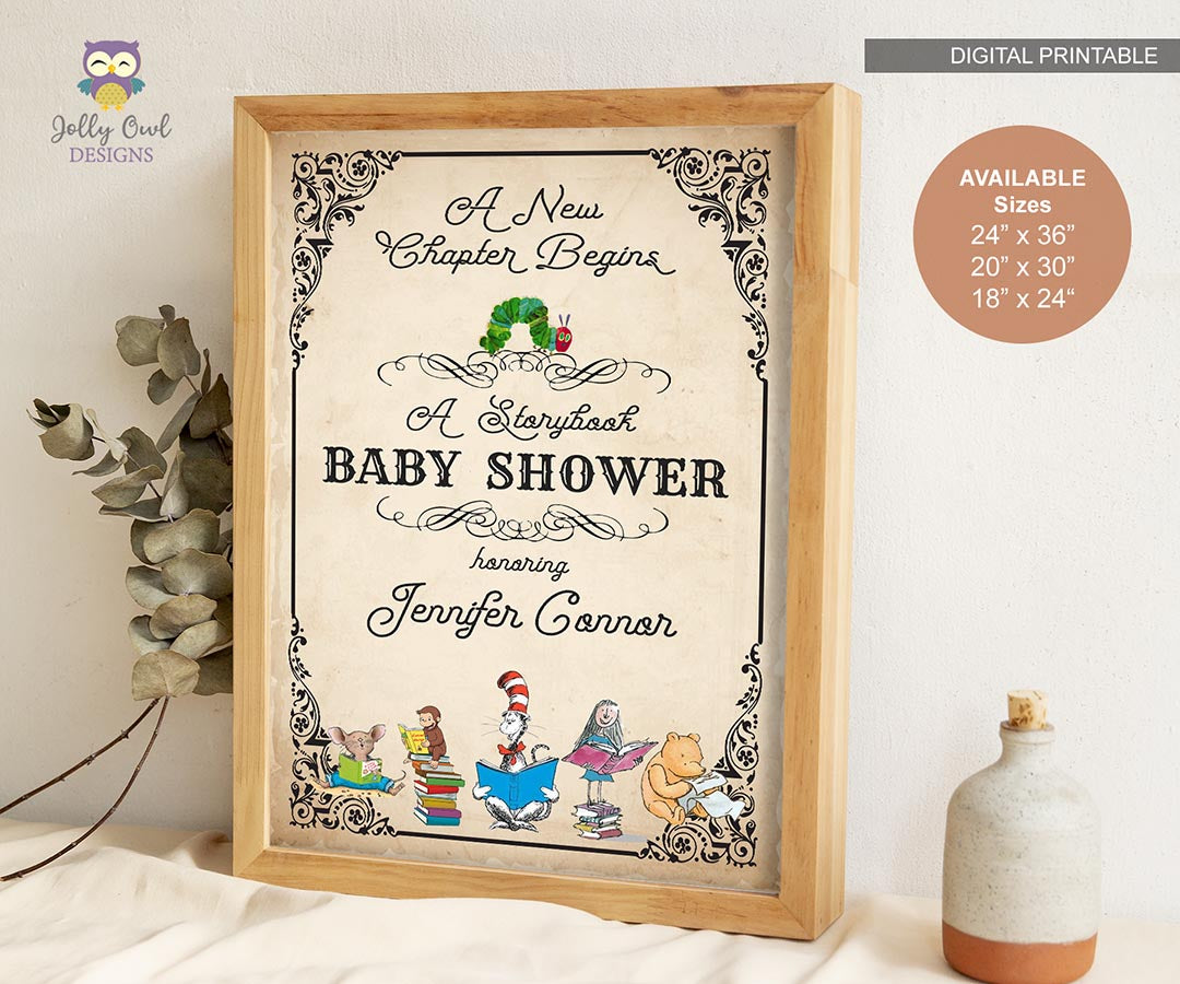 Classic Storybook - Book Themed Baby Shower Welcome Sign- A New Chapte ...