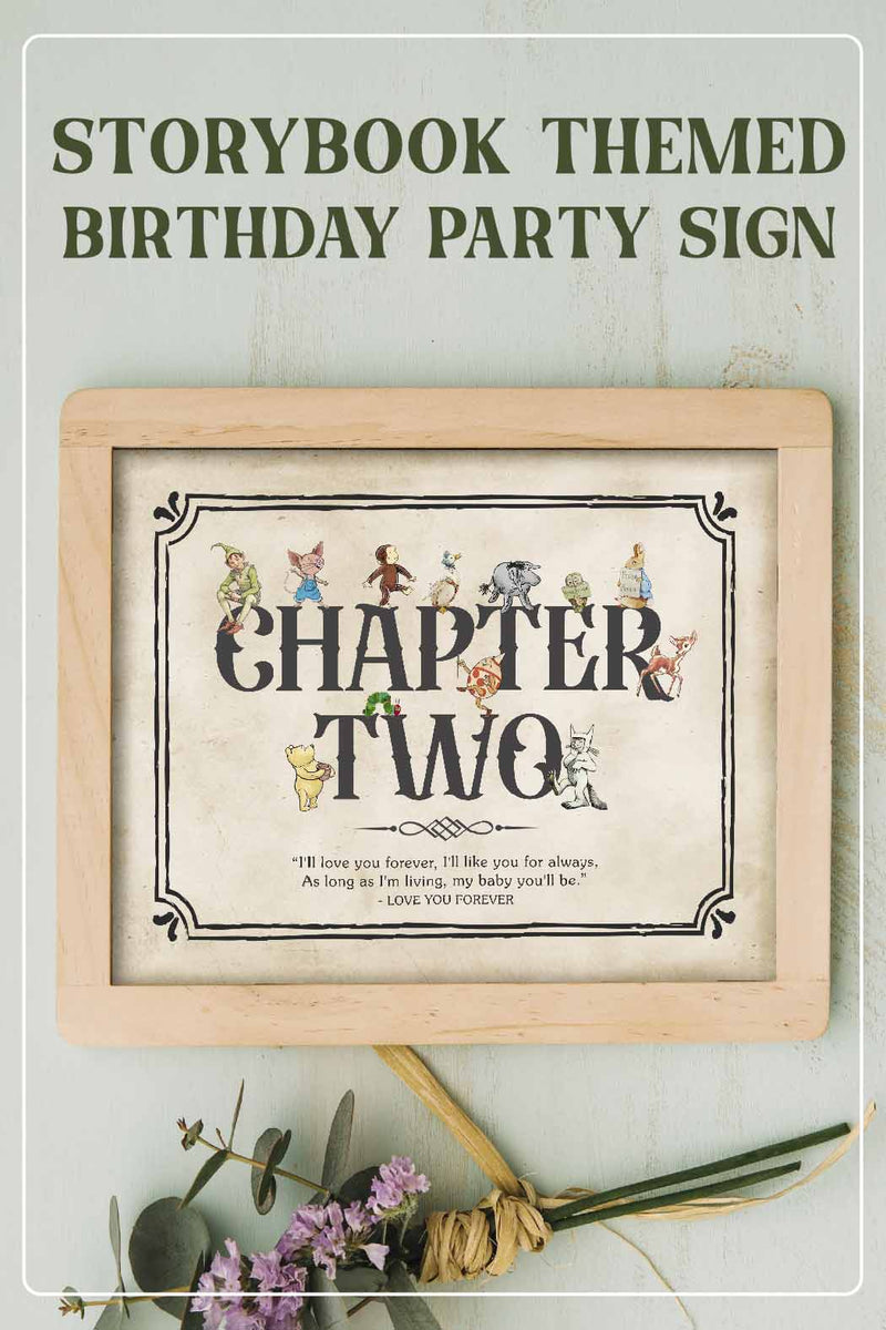 Classic Story Book Themed Baby Shower - Birthday Party Sign- Chapter T ...