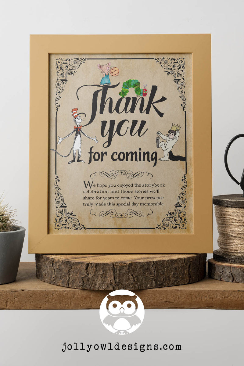 Book Themed Baby Shower - Thank You for Coming – Jolly Owl Designs