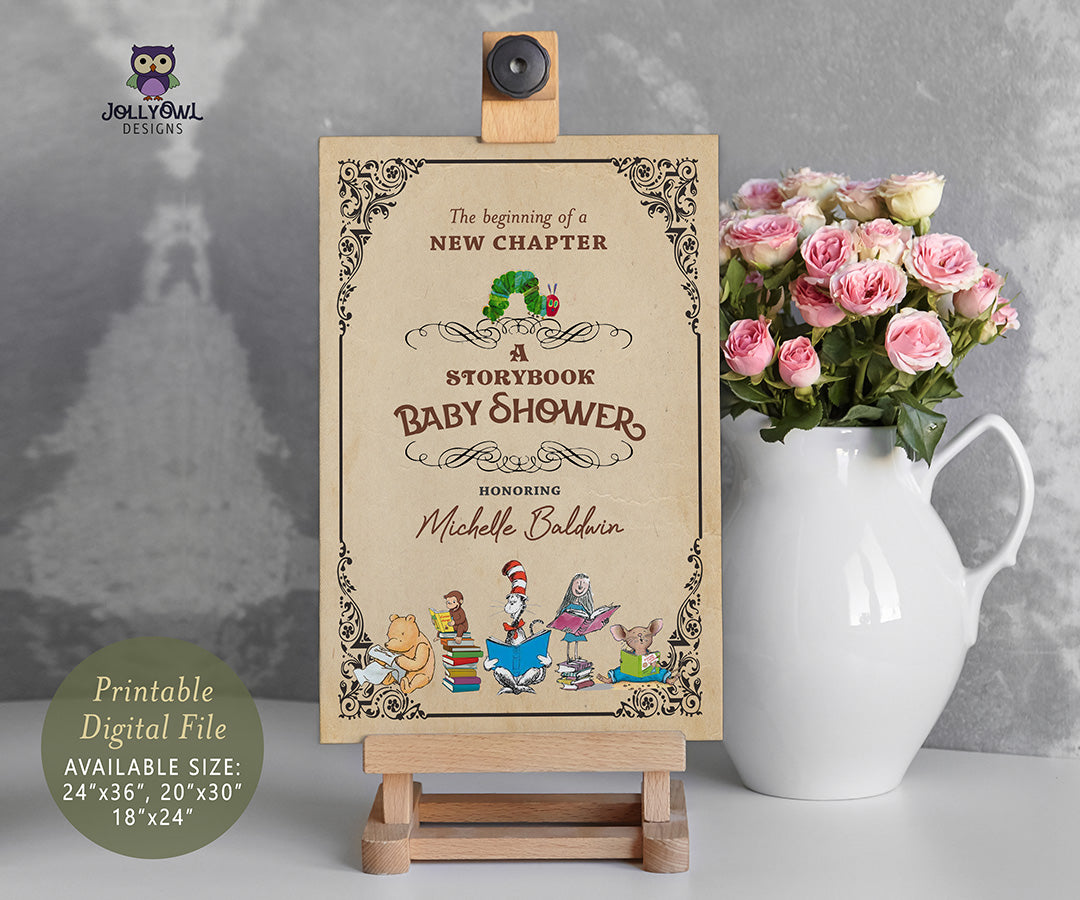 Classic Storybook - Book Themed Baby Shower Welcome Sign- The Beginnin ...