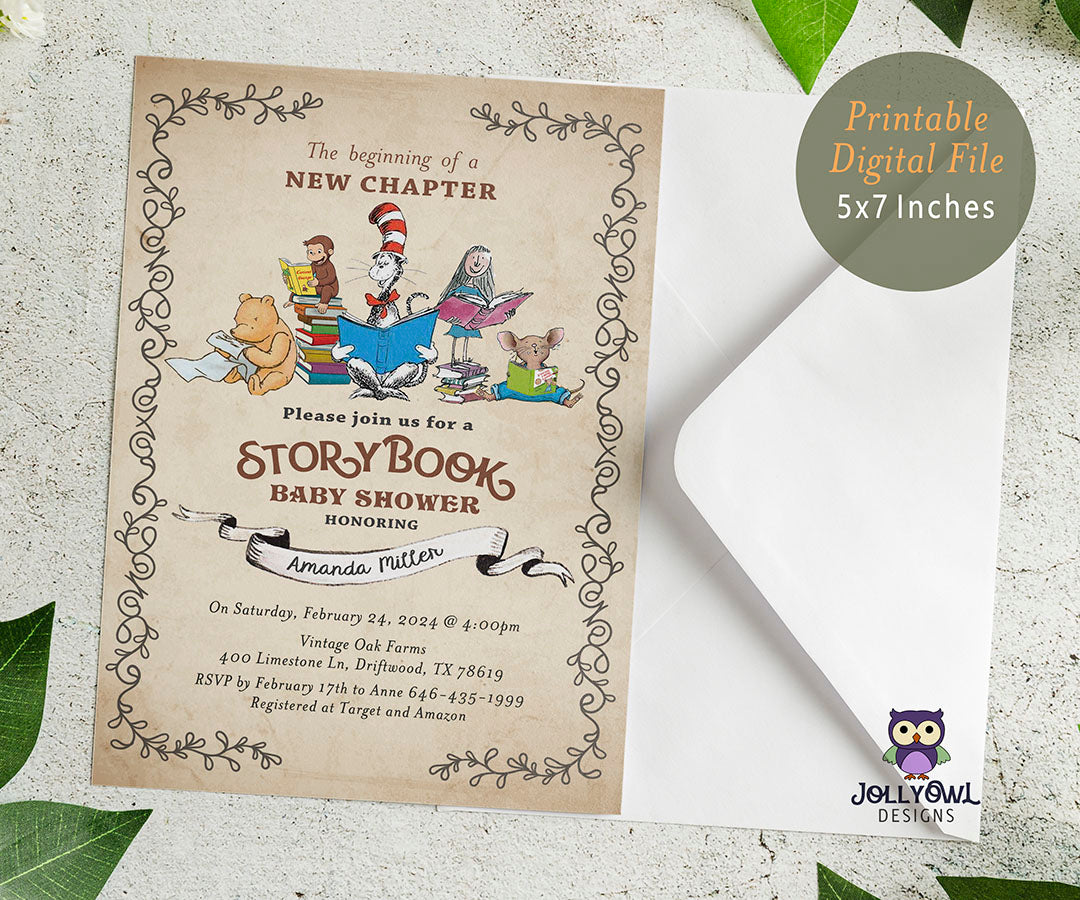 Storybook Baby Shower Party Invitation – Jolly Owl Designs