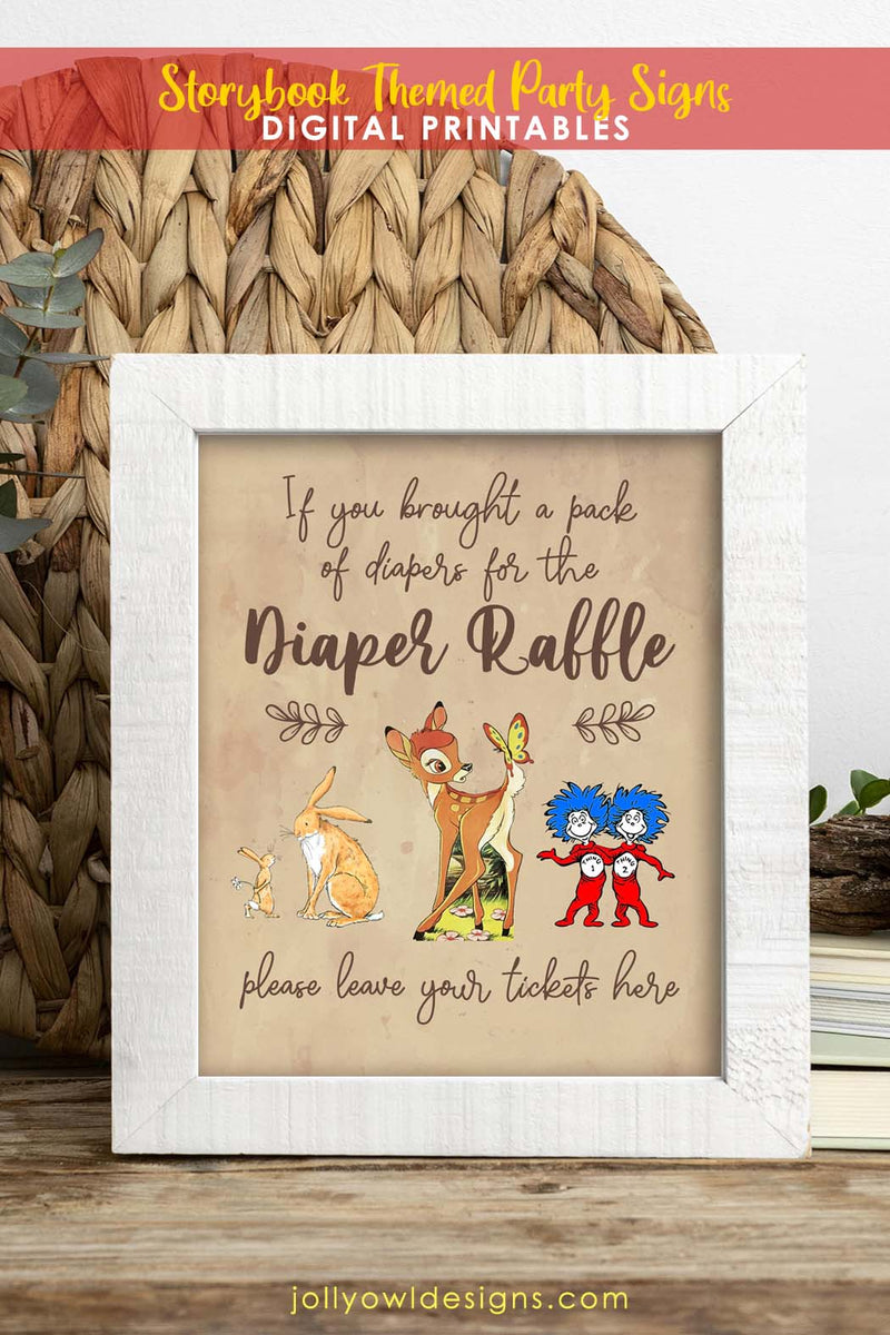 Storybook Themed Baby Shower - Diaper Raffle Sign – Jolly Owl Designs