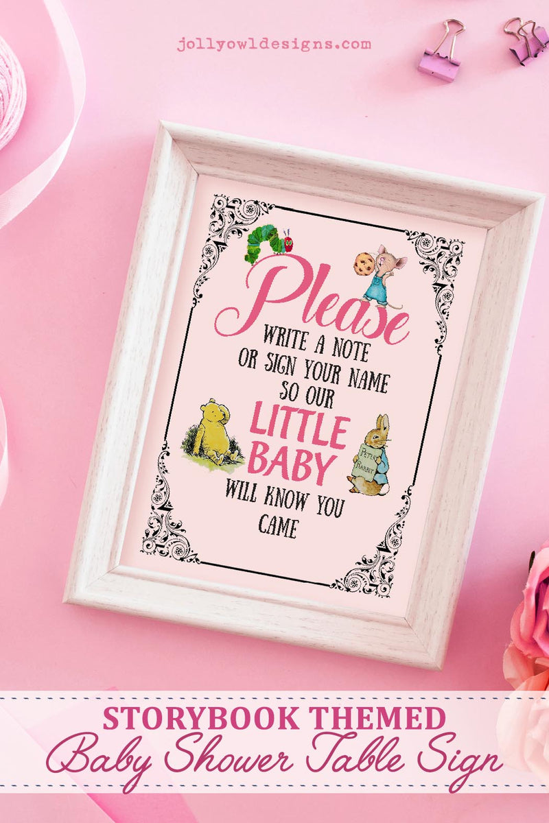 Book Themed Baby Shower Party Sign - Please Write A Note – Jolly Owl ...