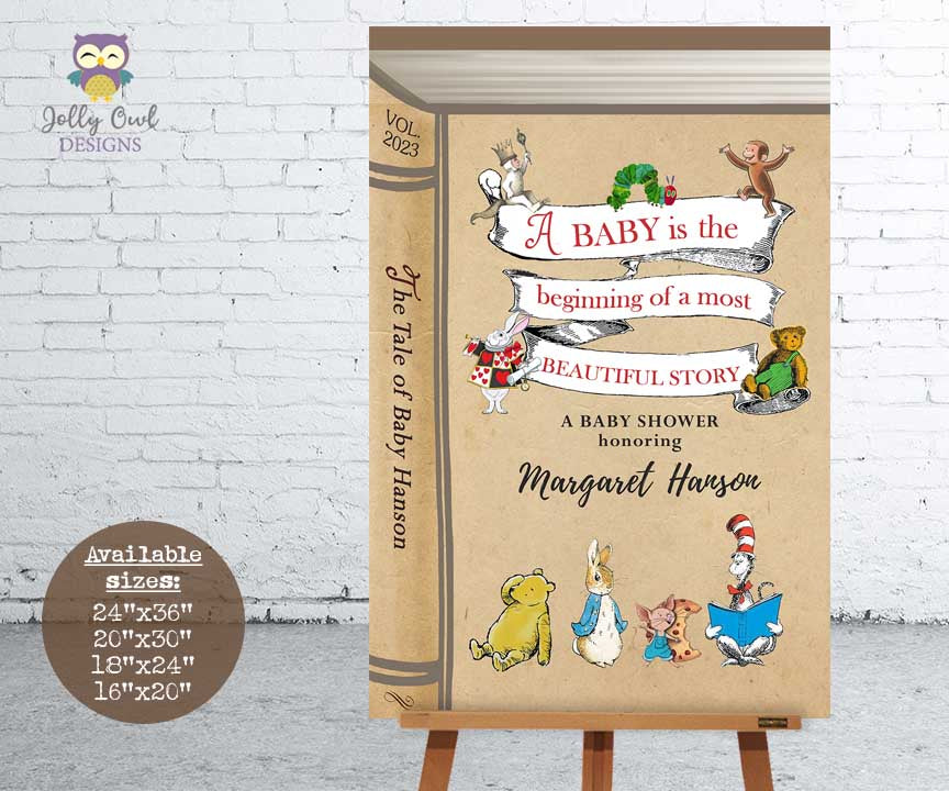 Classic Storybook - Book Themed Baby Shower Welcome Sign – Jolly Owl ...