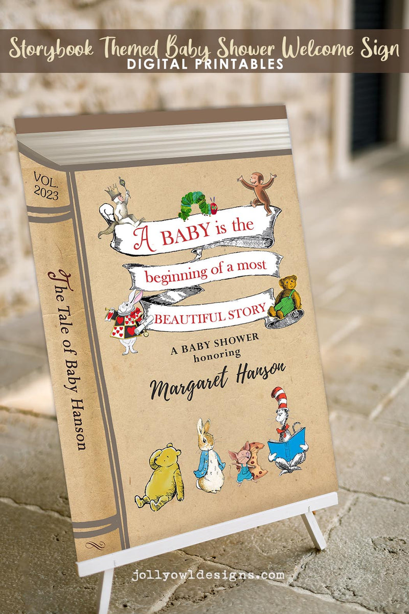 Classic Storybook - Book Themed Baby Shower Welcome Sign – Jolly Owl ...