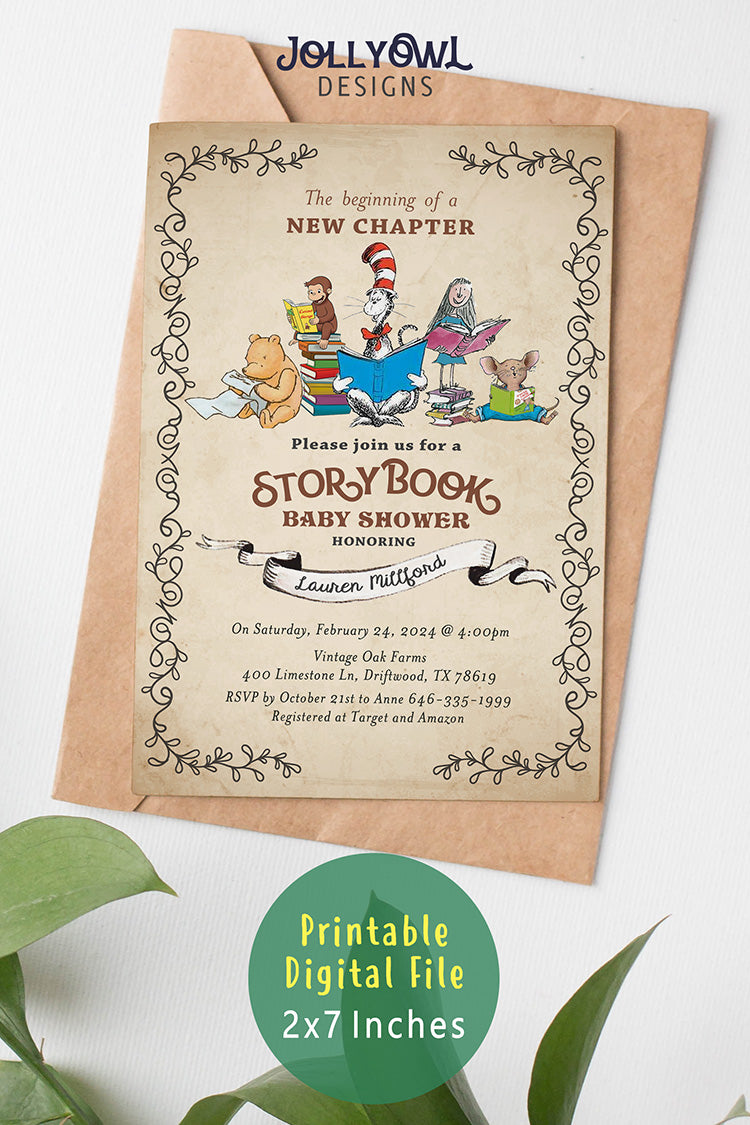 Storybook Baby Shower Party Invitation – Jolly Owl Designs