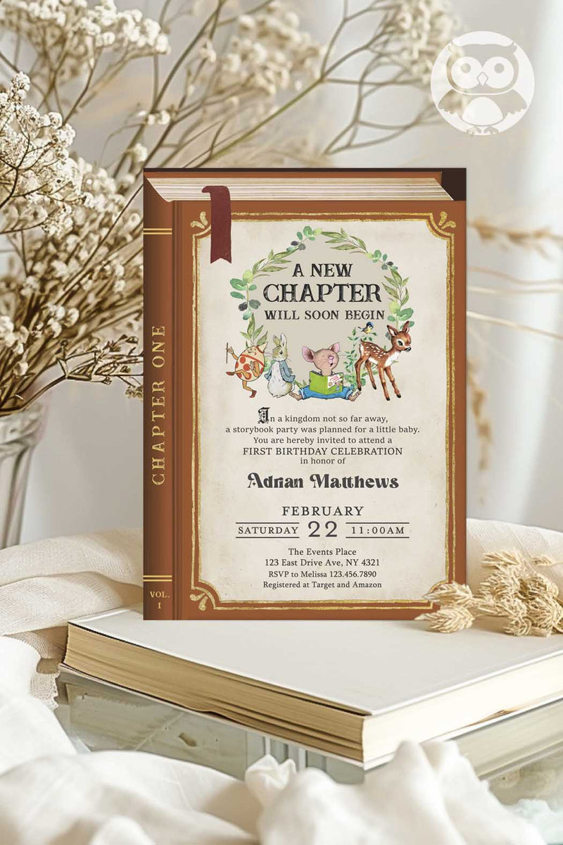 Classic Storybook Themed Birthday Party Invitation - A New Chapter Wil ...
