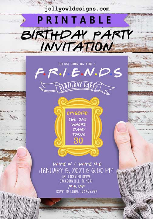 FRIENDS TV Show Party Invitation – Jolly Owl Designs