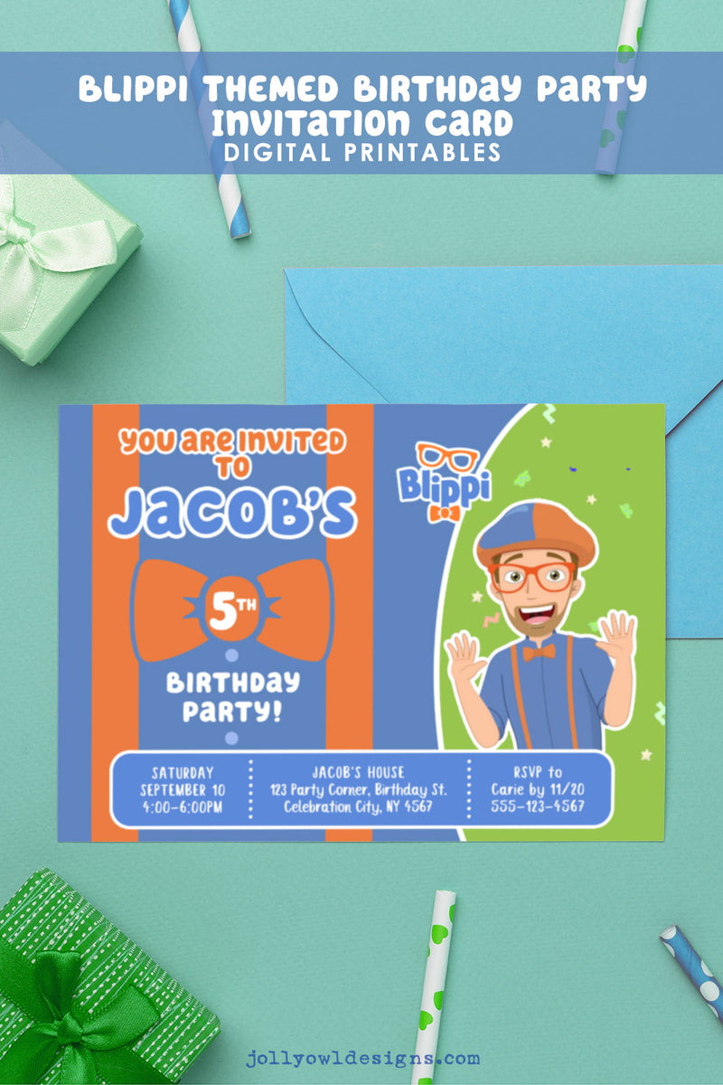 BLIPPI Themed Birthday Party Invitation Card-Digital Printable – Jolly ...
