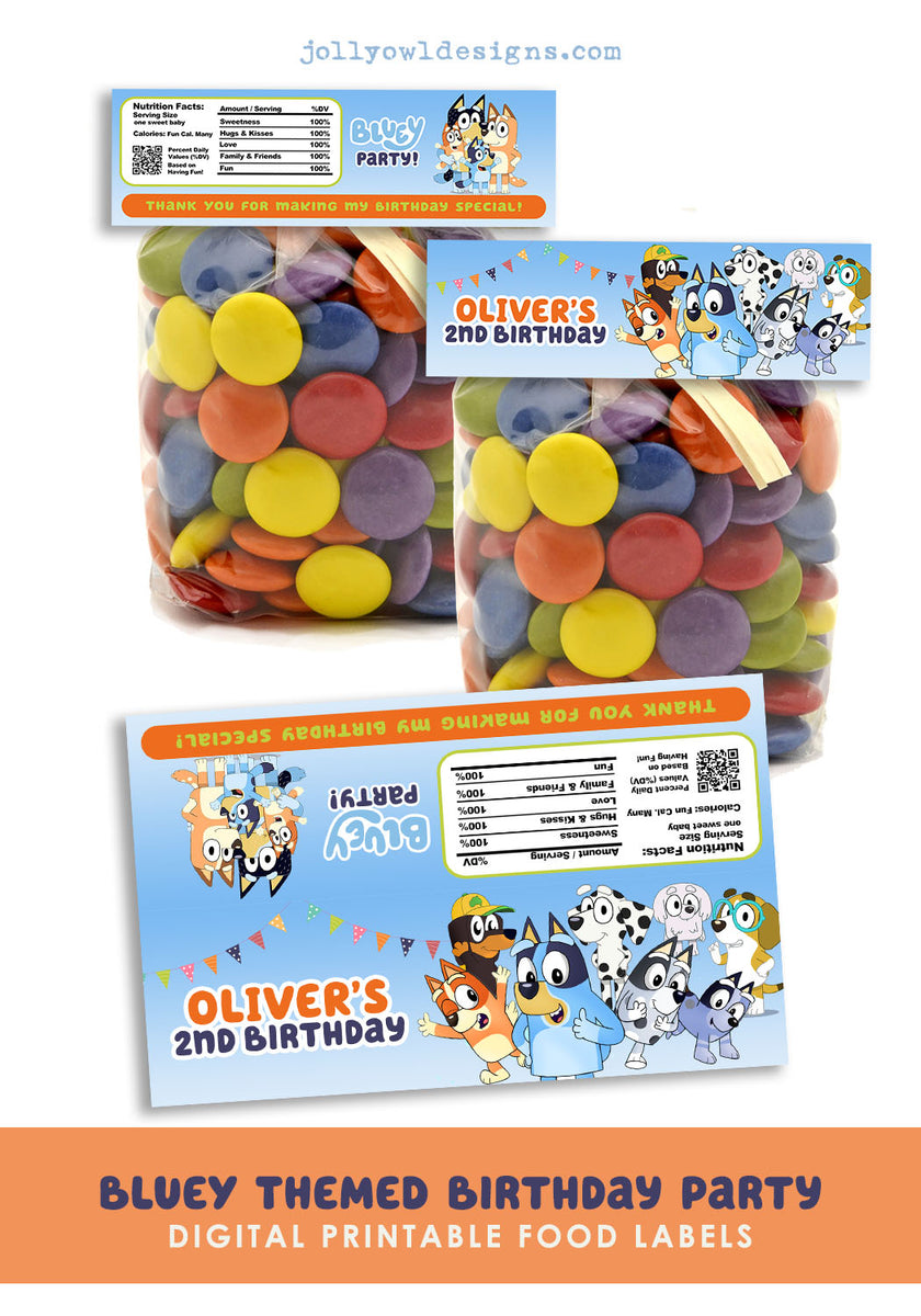 BLUEY Themed Birthday Party Printable Favor / Food Label – Jolly Owl ...