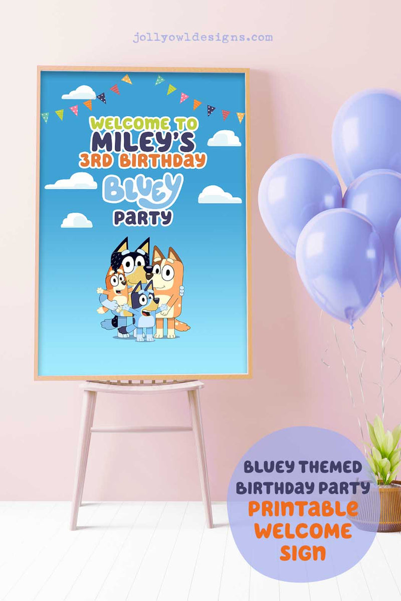 Bluey Birthday Party Welcome Sign - Personalized Digital Printable Sig ...