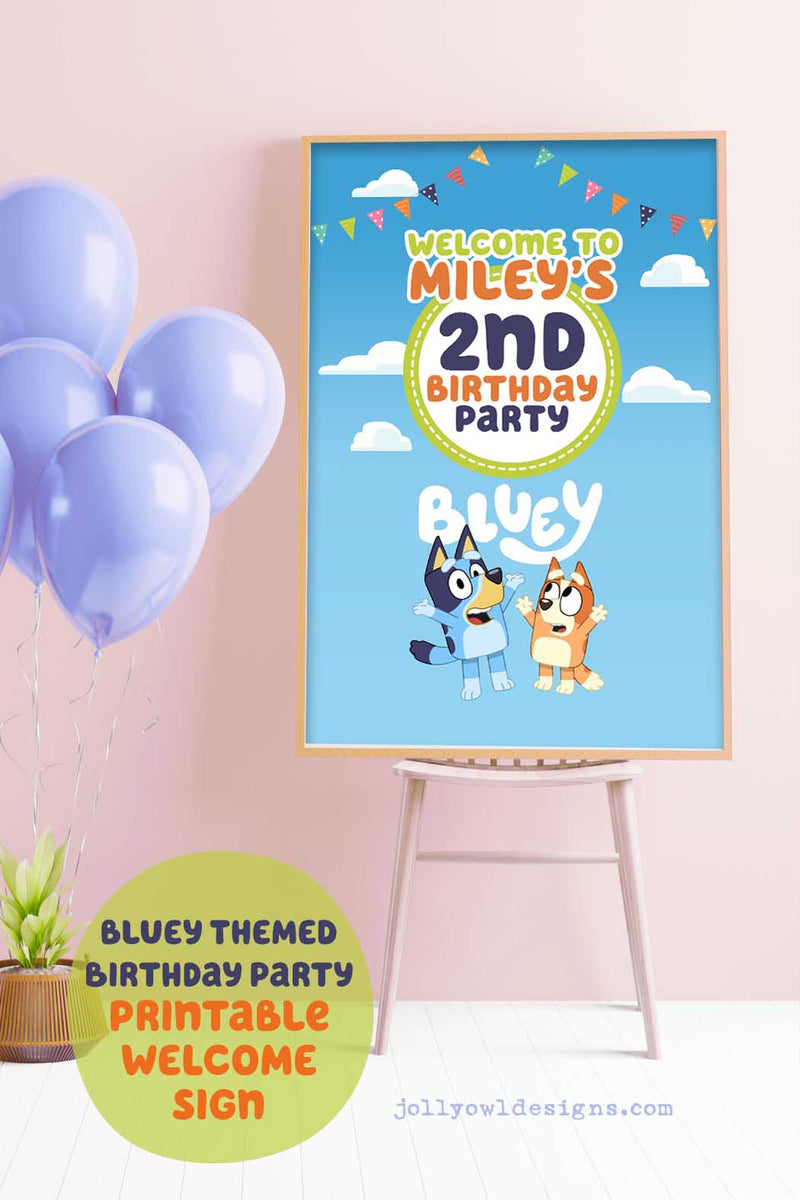 Bluey Birthday Party Welcome Sign - Personalized Digital Printable Sig ...