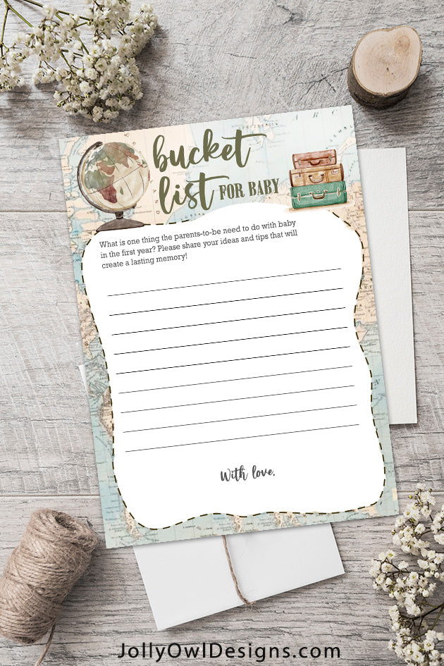 Baby Bucket List Card - Travel Themed Baby Shower Game Activity – Jolly ...