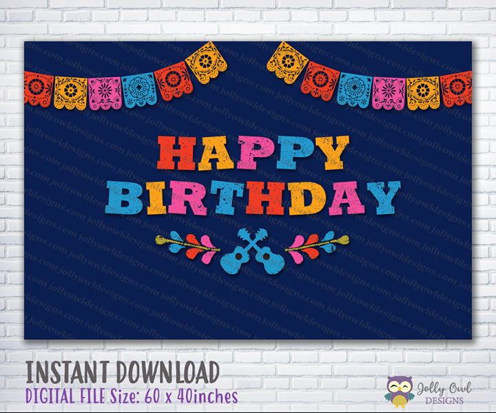COCO Themed Party Backdrop Happy Birthday – Jolly Owl Designs