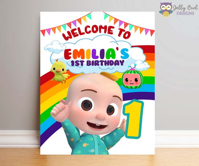 Cocomelon Birthday Party Welcome Sign - Personalized – Jolly Owl Designs