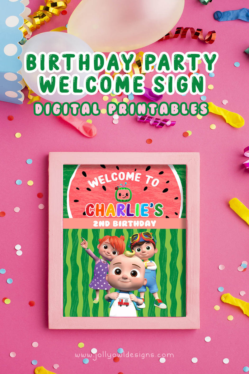 Cocomelon Birthday Party Personalized Welcome Sign – Jolly Owl Designs