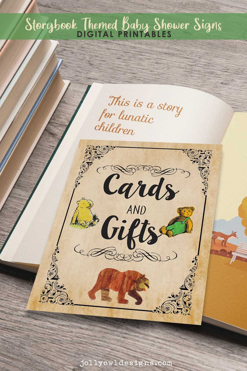 Book Themed Baby Shower Party Sign - Cards and Gifts – Jolly Owl Designs