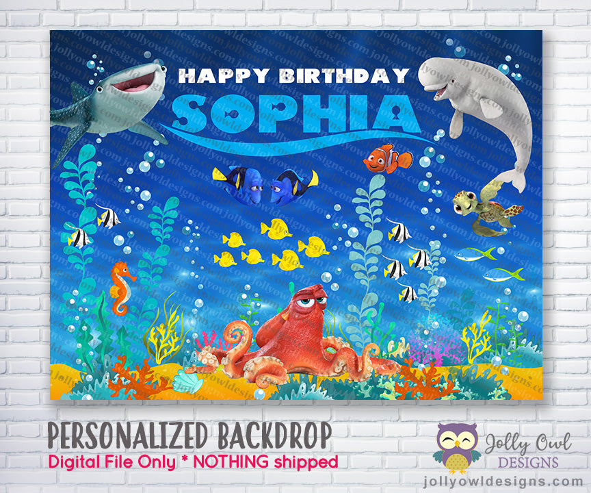 Finding Dory Nemo Party Backdrop – Jolly Owl Designs