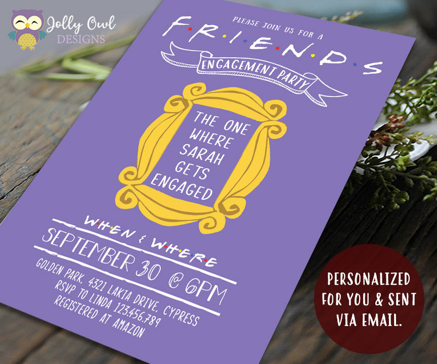 FRIENDS TV Engagement Party Invitation – Jolly Owl Designs