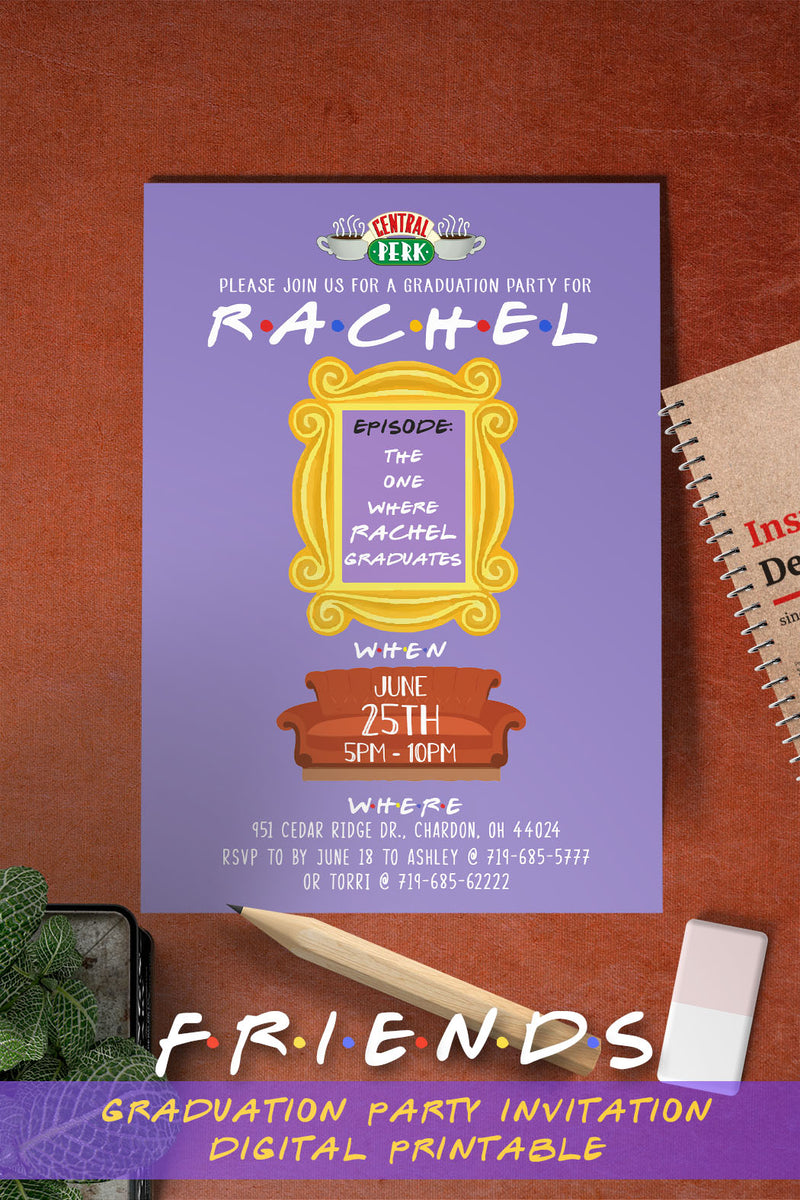 FRIENDS TV Show Graduation Party Invitation – Jolly Owl Designs