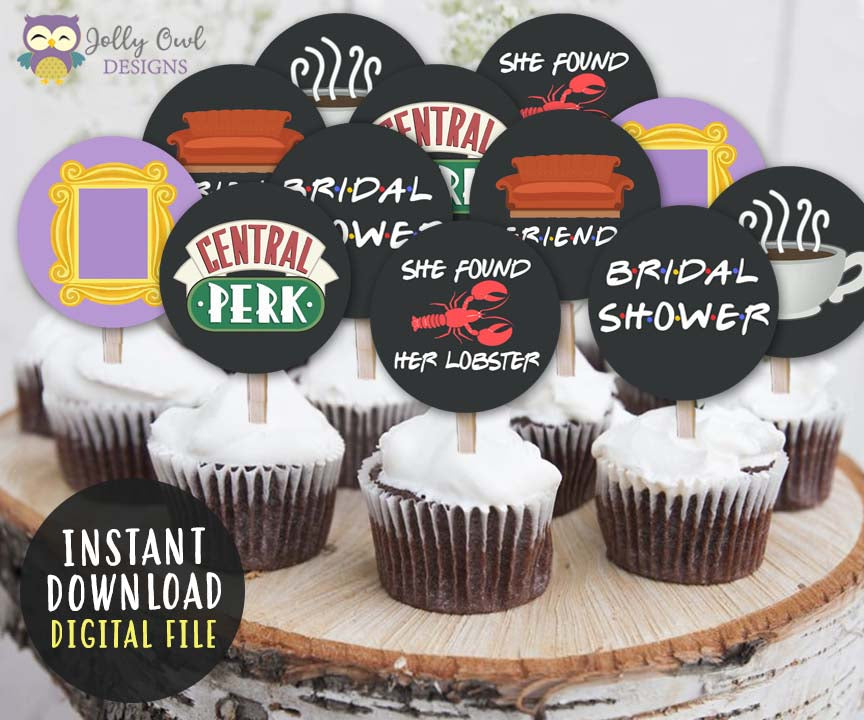 Friends TV Theme Cupcake Toppers / Bridal Shower Party Circles – Jolly ...