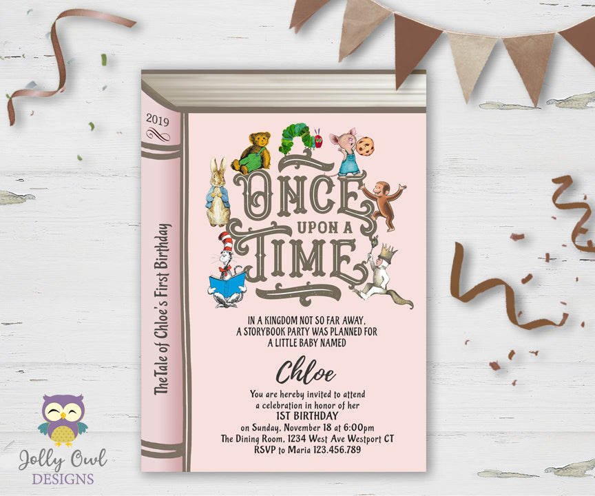 Book Themed Birthday Party Invitation - Once Upon A Time – Jolly Owl ...
