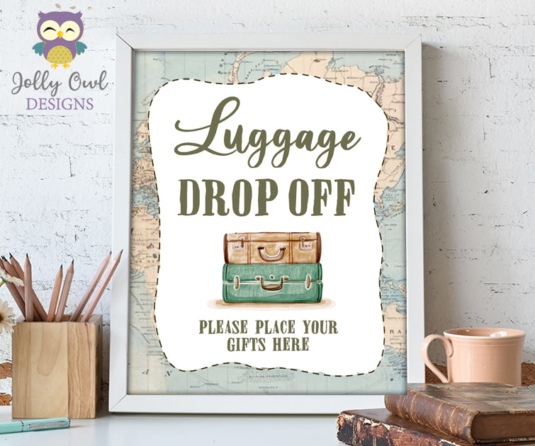 Luggage Drop Off Table Sign - Printable Signage for Vintage Travel The ...
