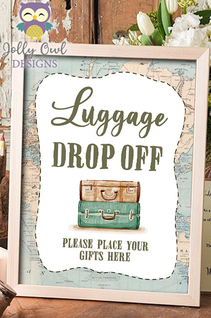 Luggage Drop Off Table Sign - Printable Signage for Vintage Travel The ...
