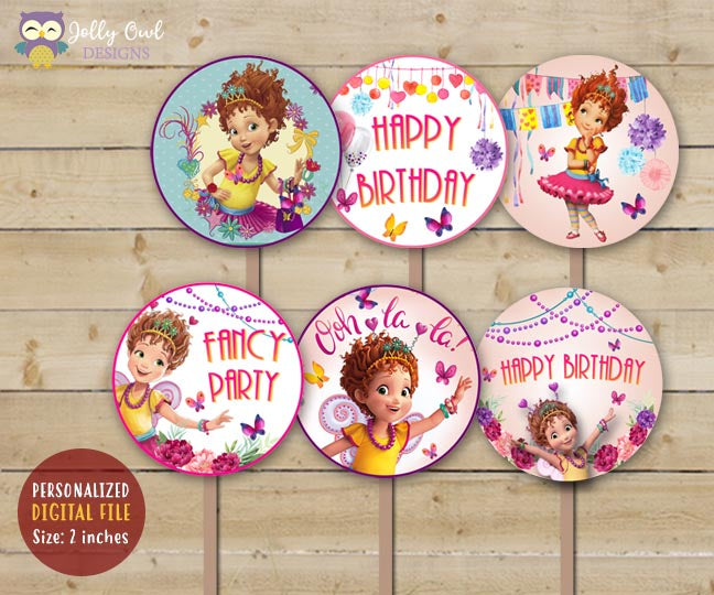 Fancy Nancy Theme Cupcake Toppers / Birthday Party Circles – Jolly Owl ...