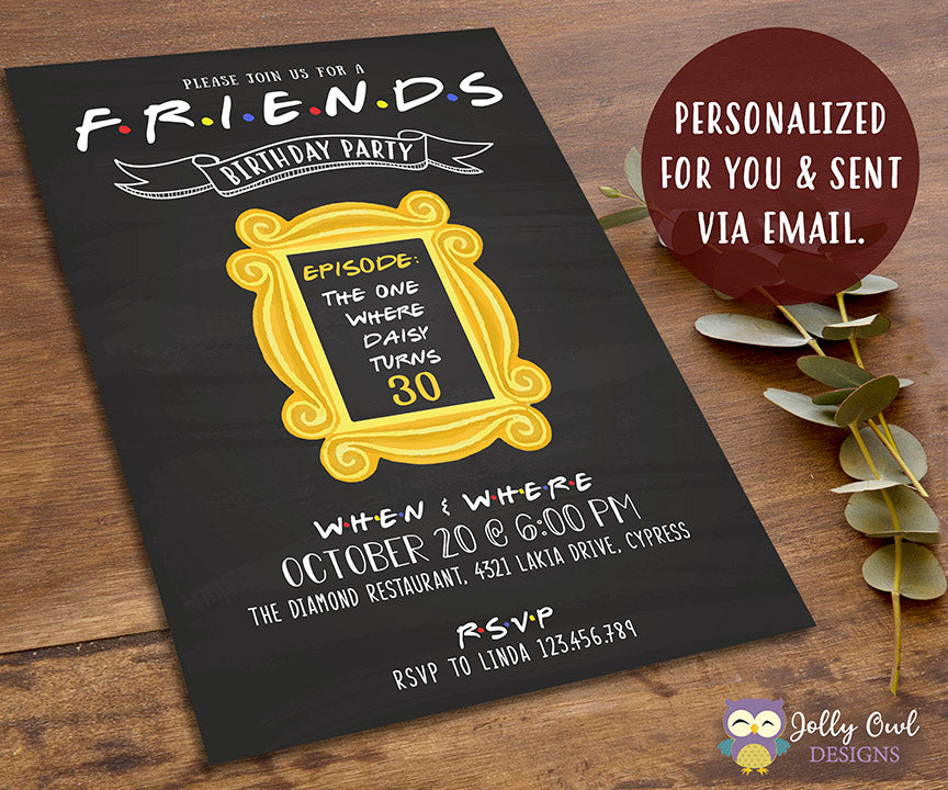 FRIENDS TV Show Party Invitation – Jolly Owl Designs