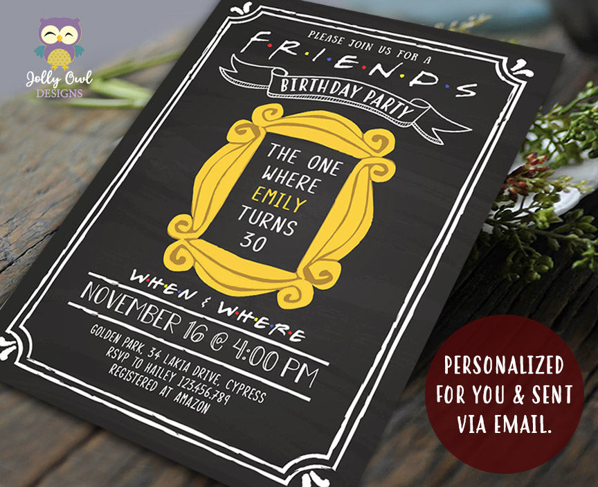 FRIENDS TV Show Party Invitation – Jolly Owl Designs