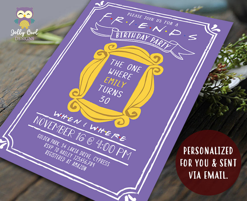 Friends Tv Show Theme Birthday Invitation Background Off The Brook