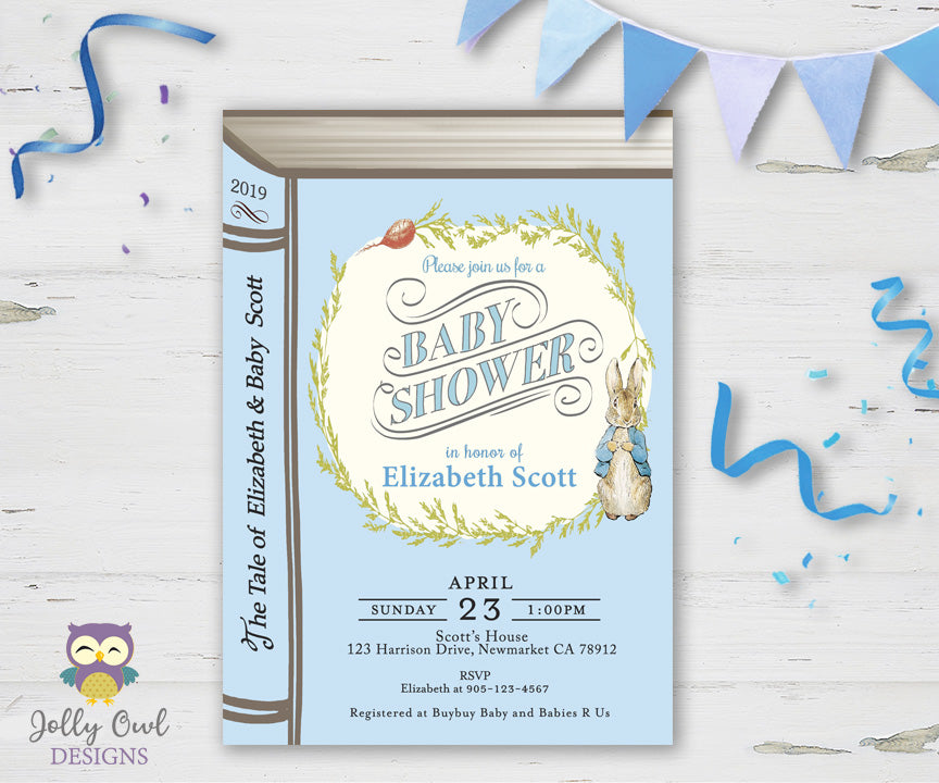 Peter Rabbit Baby Shower Party Invitation-Personalized Invitation ...